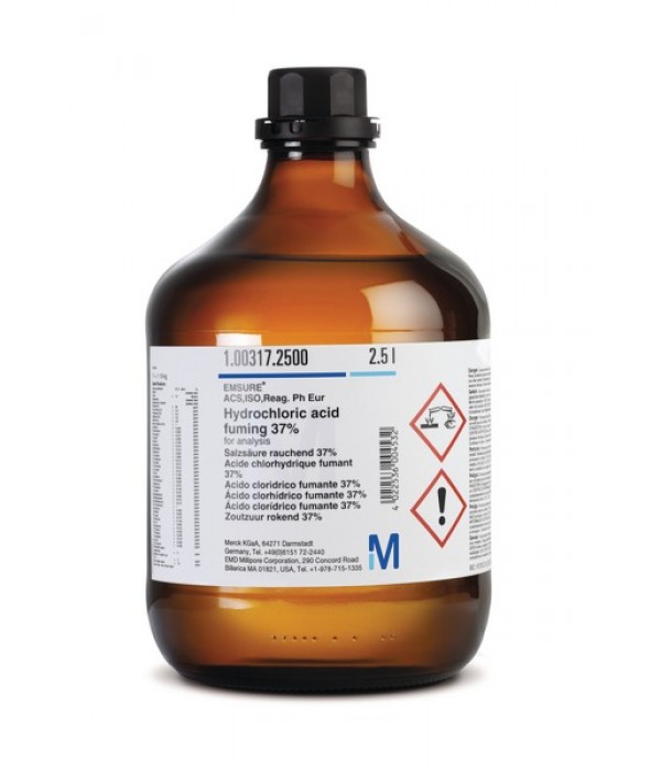Hydrochloric acid fuming 37% for analysis EMSURE® ACS,ISO,Reag. Ph Eur 1l